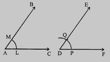 Draw an angle and label it as $\angle BAC$. Construct another angle ...