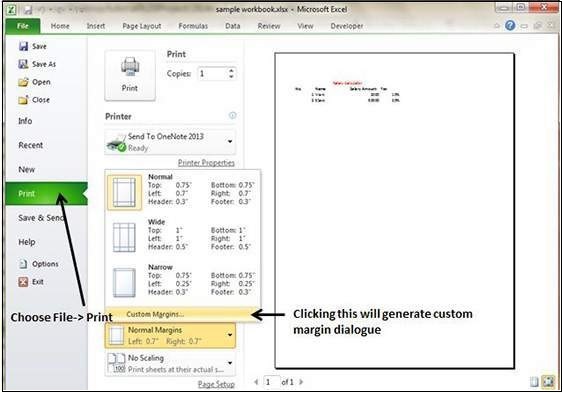 Adjust Margins In Excel 2010